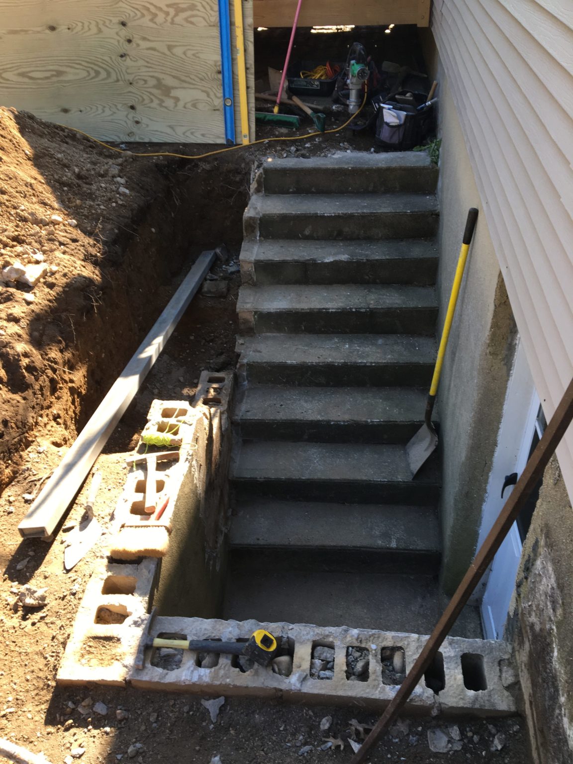 Outdoor Basement Entrance | Concrete Stairwells | Long Hill Masonry